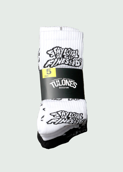Black/White Cursive Crew Socks 5-Pack – Tulones