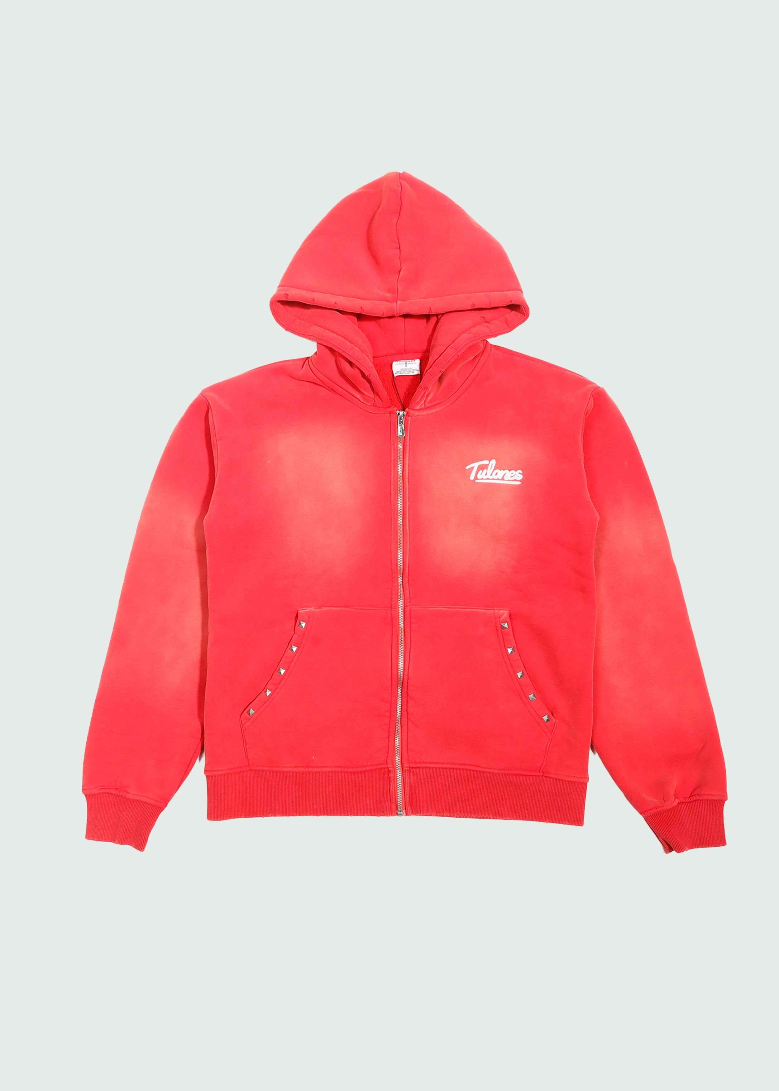 Studded Cursive Hoodie Red – Tulones
